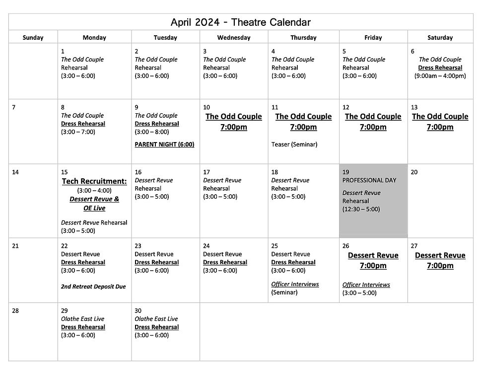 THEATRE CALENDAR | oetheatre