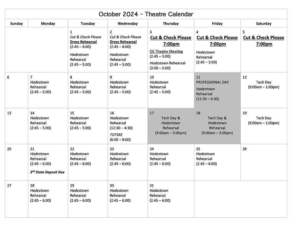 THEATRE CALENDAR | oetheatre