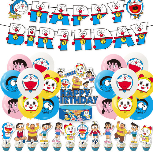 Doraemon Balloon Birthday Party Cake Decoration Banner | Home Sweet Party