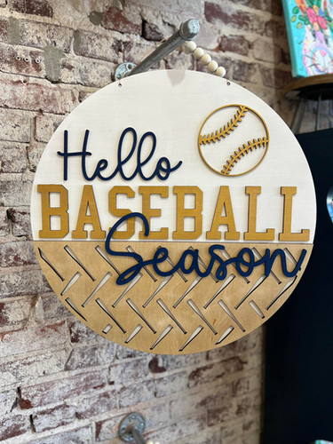 Hello Baseball Season Door Hanger Sign | The Local Spark