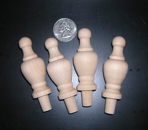 4 small Hardwood Birch finials 2 1/4 x 7/8 Wood craft. #4 | the-grand