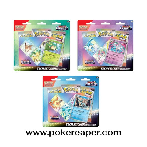Pokemon Prismatic Evolutions Tech Sticker Collection | Poke Reaper
