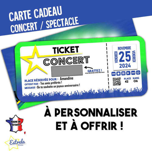 TICKET CONCERT ///SPECTACLE // Carte à gratter | Estrela Design