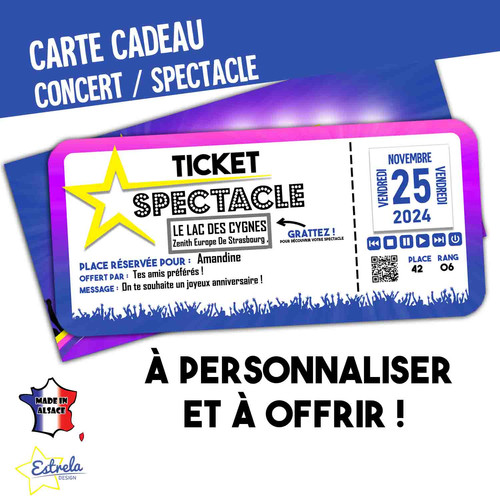 TICKET SPECTACLE - CONCERT - Carte à gratter | Estrela Design