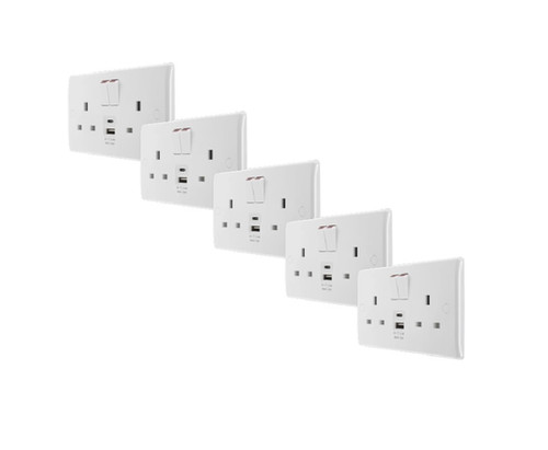 BG 800 Series SP switched double socket with USB A+C 12W 822UAC12-01 ...