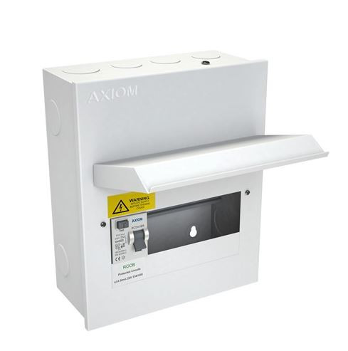 4 way Axiom Metal Consumer Unit with RCD as main switch | Cosmo Electrical