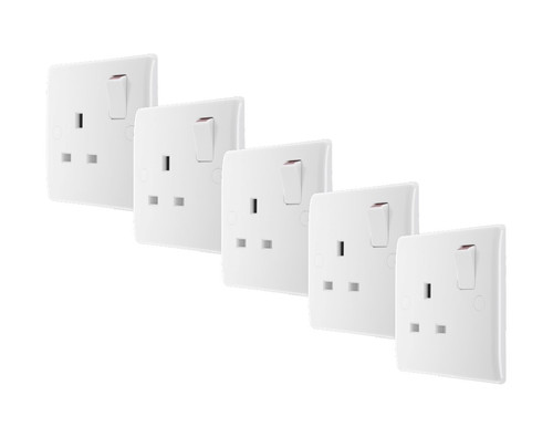 BG 800 Series white moulded 1 Gang 13A SP switched socket 821-01 - 5pk ...