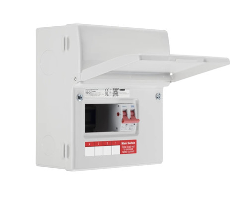 BG Fortress unpopulated consumer unit 6 module 4 way 100A main switch ...