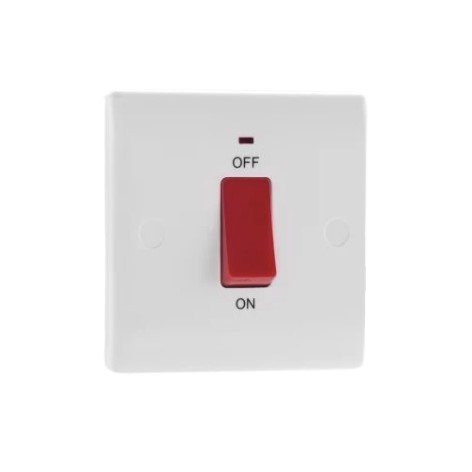 BG 800 Series white moulded 45A Double Pole Switch with Neon 874-01 ...
