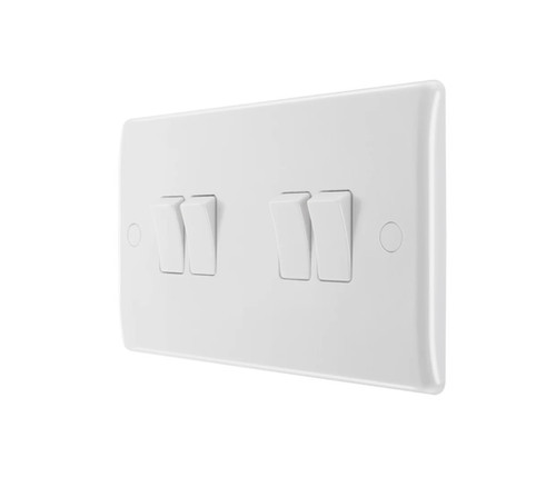 BG 800 Series white moulded 4 Gang 2 way light switch 20A 16AX 844-01 ...