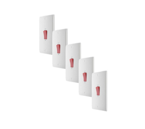 BG 800 Series white moulded 45A Double Pole large plate switch 873-01 ...
