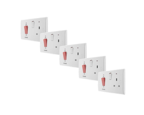 BG 800 Series white moulded 45A DP Cooker Switch with Socket & Neon ...
