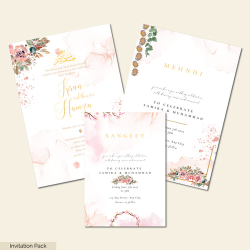 Romantic Floral Wedding Invite Pack | Shaadi-planners