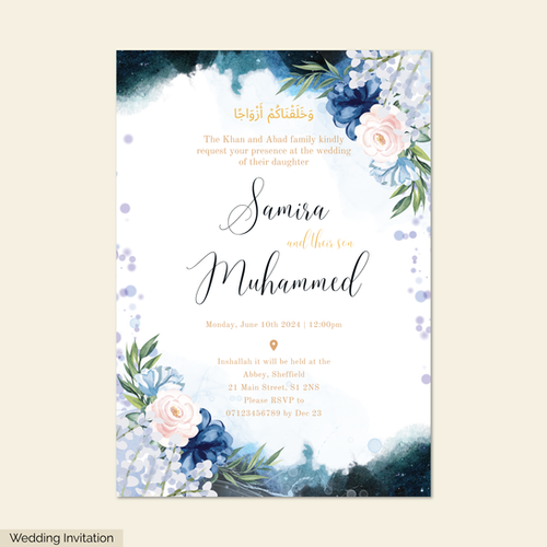 Blue Blossom Wedding Invites | Shaadi-planners