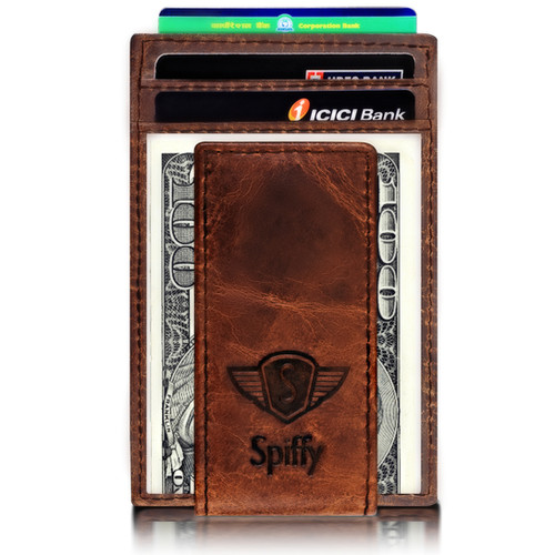 Spiffy Genuine Leather Slim Atm Card Holder Wallet With Money Clip ...
