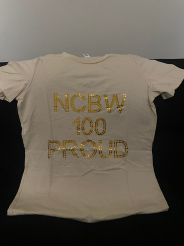 NCBW 100 PROUD Cream T shirt with Gold Bling Spangles | Infinite Destiny