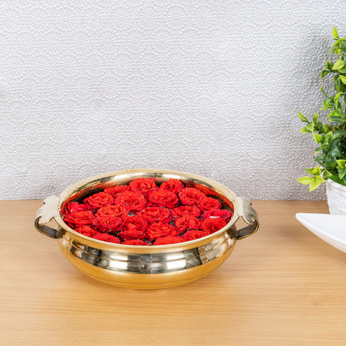 Brass Traditional Uruli Home Decor with Handle | Brass House