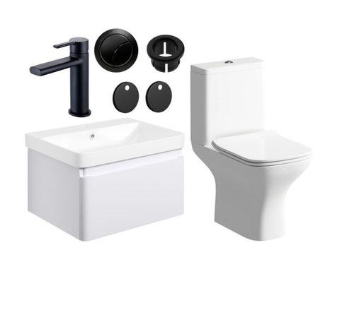 Cosmos 600mm Basin Unit & Close Coupled WC Pack w/Brushed Brass ...
