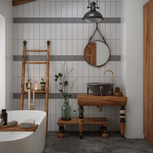 Linear White Matt Brick Tiles | Victoria Bath