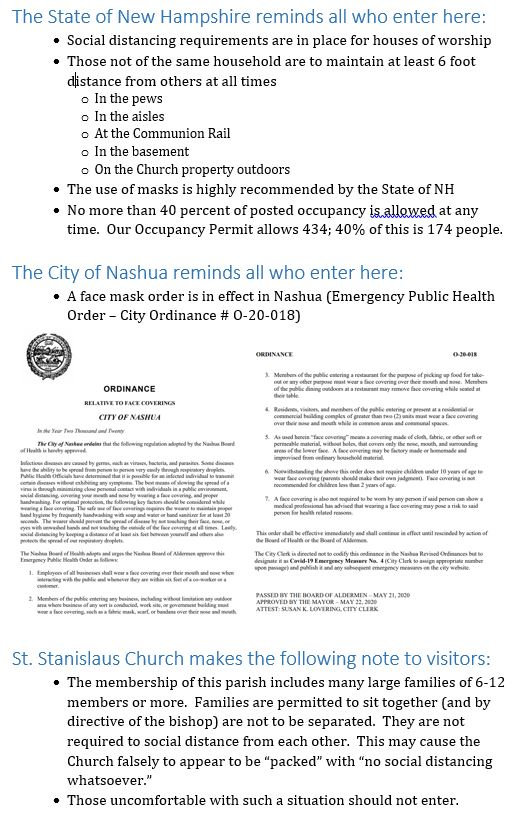 Reminders posted in the Church