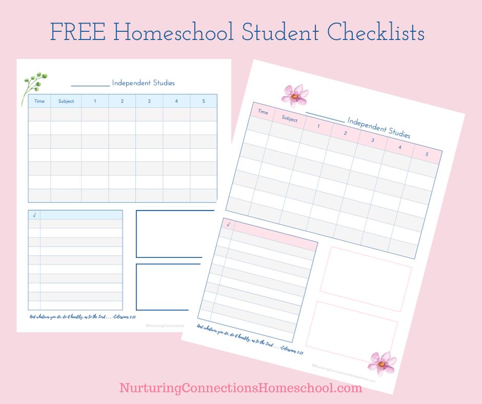 Free Homeschool Student Checklists