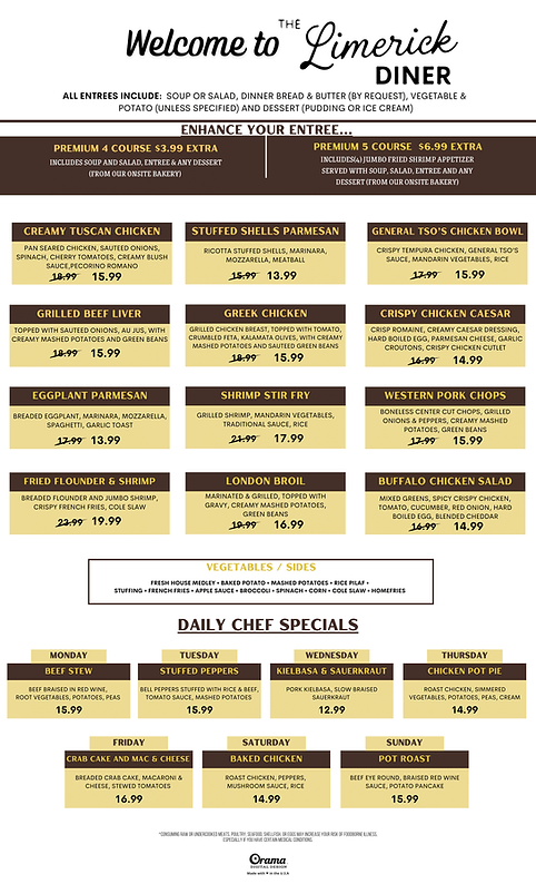 Menu | Limerick Diner