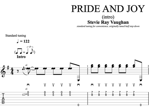Pride and Joy - intro and riff (SRV) | TAB + score | alberto-lombardi
