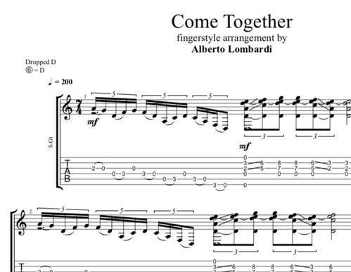 Come Together | TAB + score | alberto-lombardi