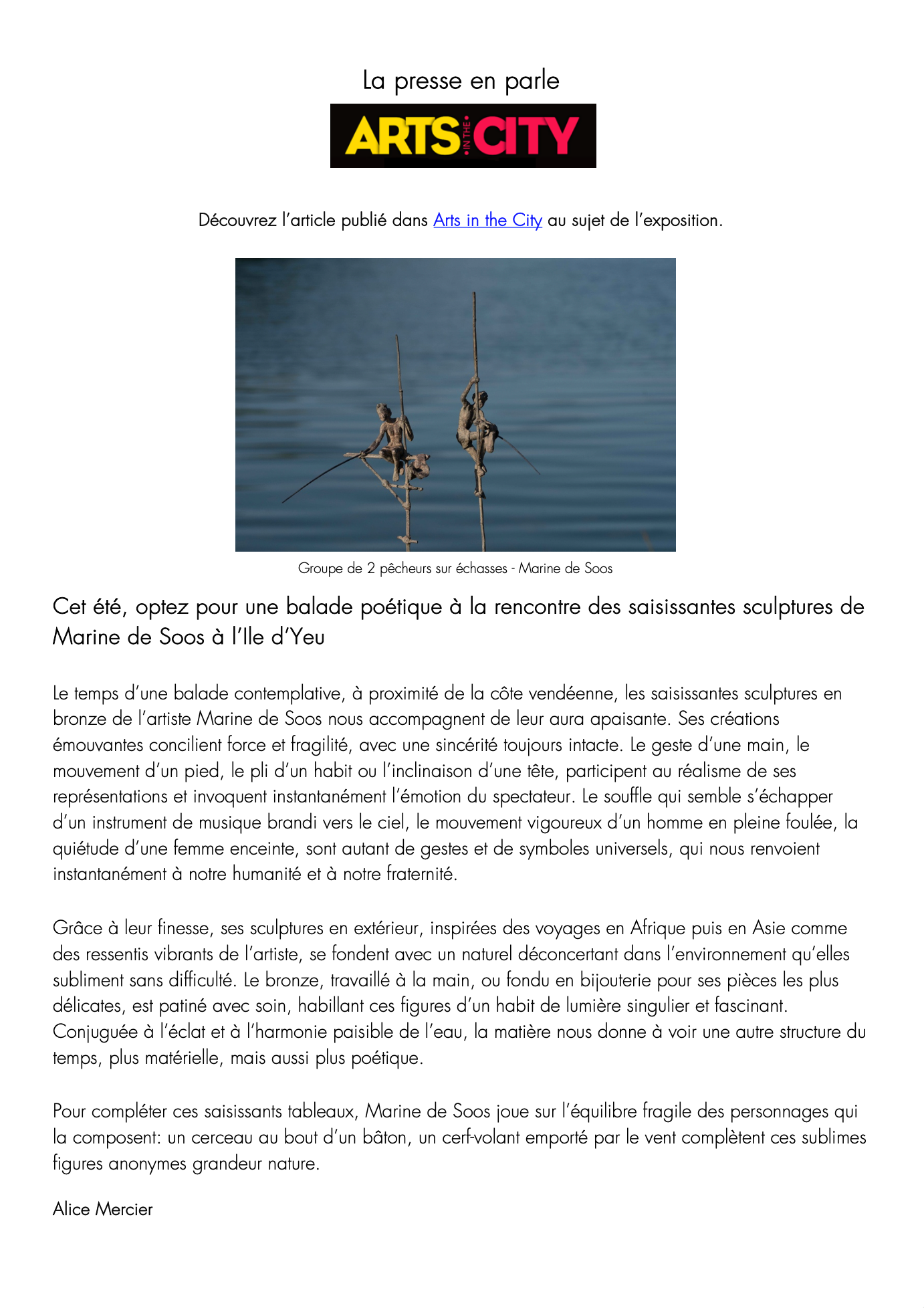 Arts in the City | Marine de Soos | Site Officiel