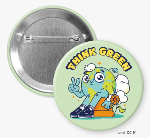 Think Green, Climate Change Buttons | Hommel's Buttons