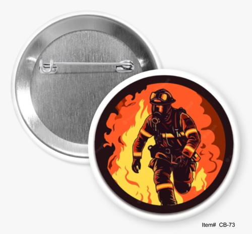 Fireman Running Through Flames, Children Buttons | Hommel's Buttons
