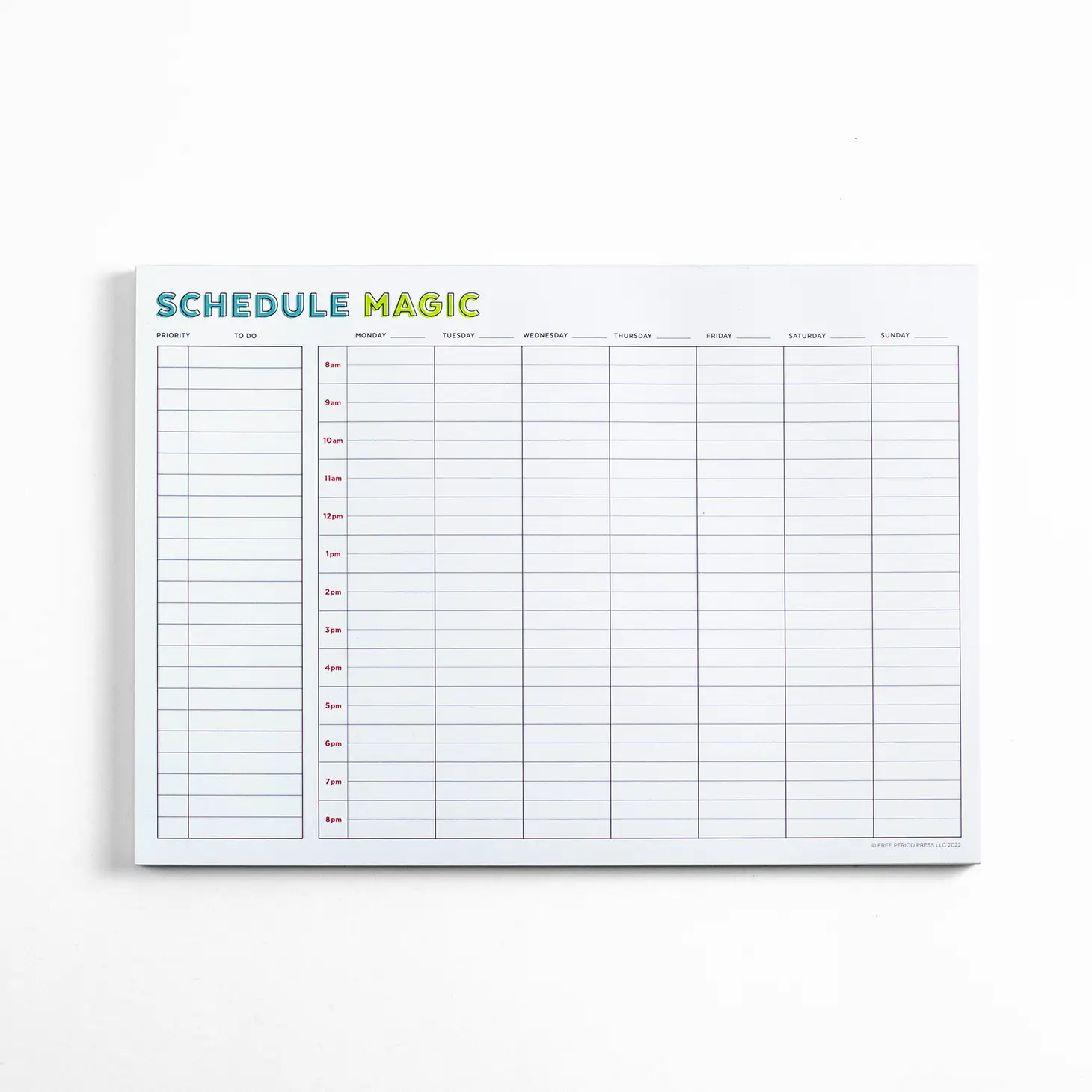 Weekly Schedule Magic Notepad | justwriteohio