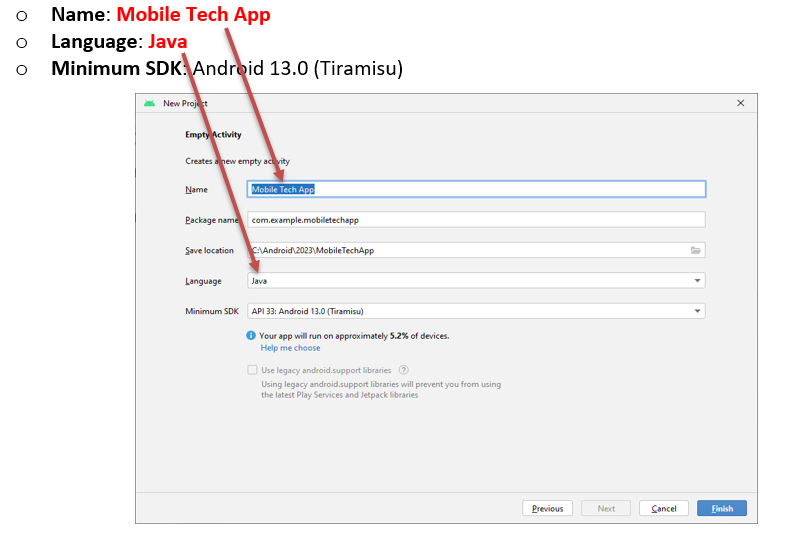 Creating an Android Project for Phone and Tablet using Empty Activity ...