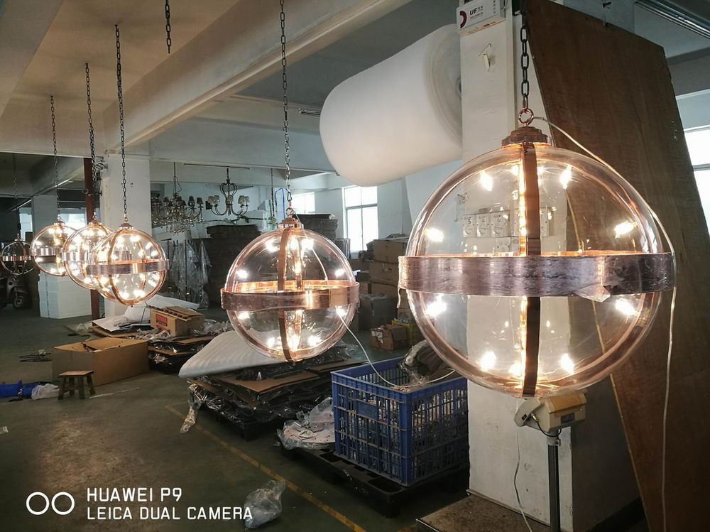 Glass Globe LED Lighting Pendant - 40 Inch Clear Glass Ball - WIP