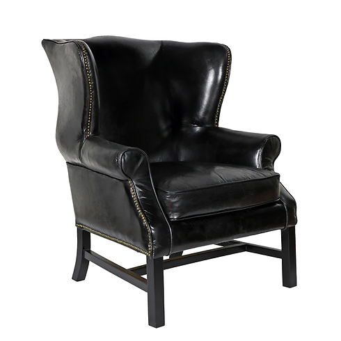 Carlisle Leather Wing Chair Blu Ohouse Interiors