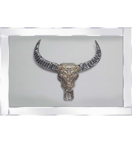 Bulls Head on Mirrored Frame | Mirrored Online