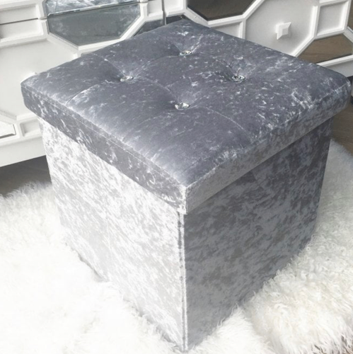 Grey Velvet Storage Box | Mirrored Online