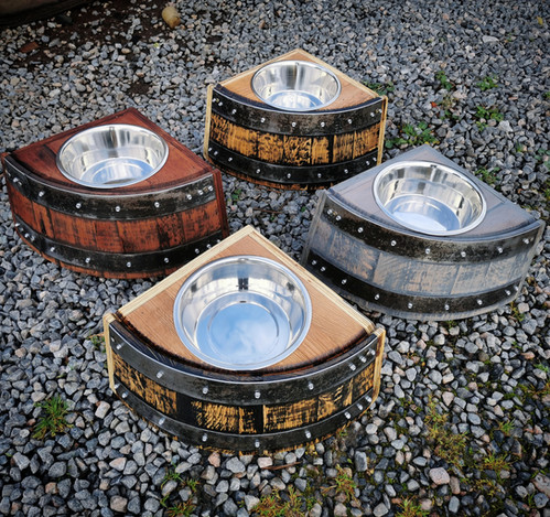 Whisky barrel Corner pet feeders | White Stag Barrels