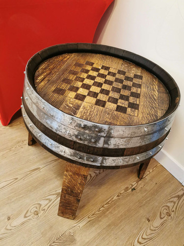 Chess board Oak barrel table | White Stag Barrels