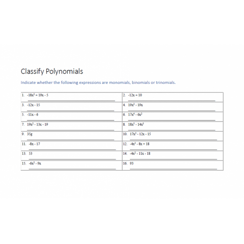 Classify Polynomials | Shaati Education