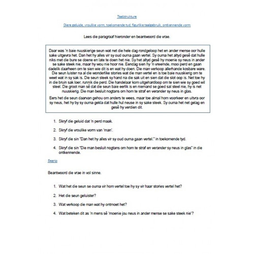 Afrikaans FAL Telwoorde Worksheet 1 | Shaati Education