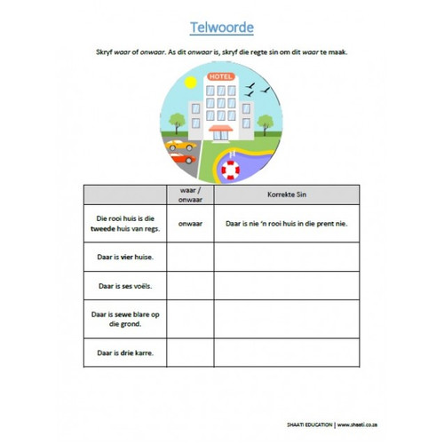 Afrikaans FAL Tydsvorme (Teenwoordige Tyd) Worksheet 401 | Shaati Education