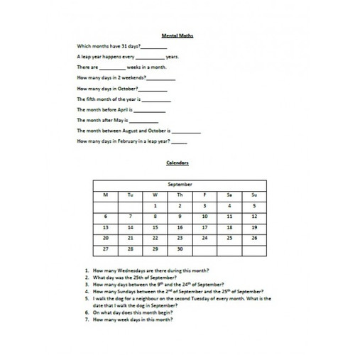 Time - Calendars | Shaati Education