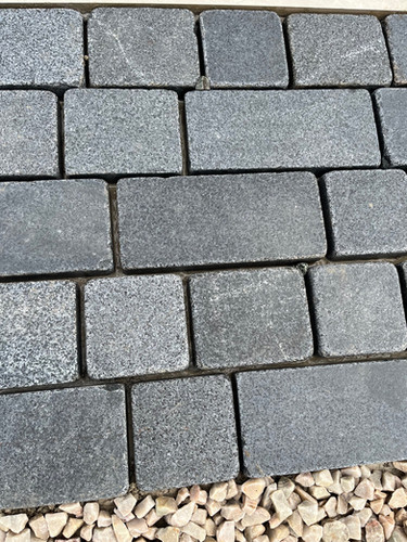 Blue granite mixed size cobbles | Kelly Landscape & St