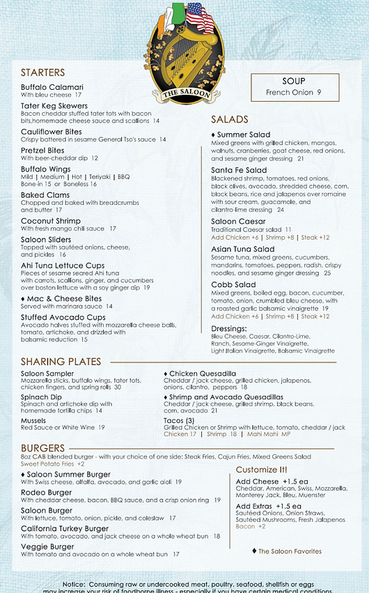 SUMMER MENU | thesaloonlongbeach