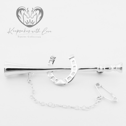 Sterling Silver Horseshoe & Trumpet Stock Pin P320 | KWL Collection