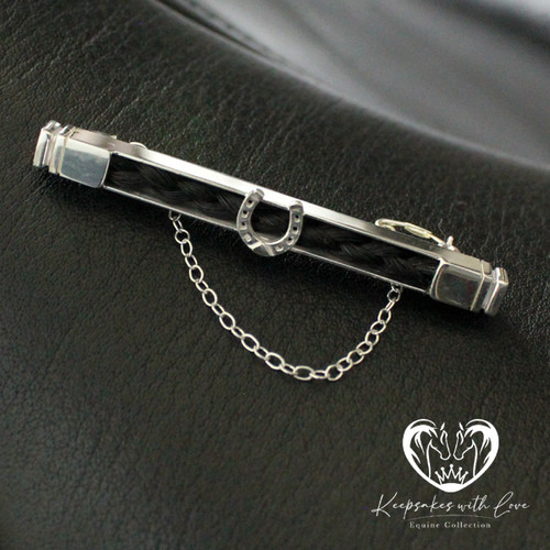 Horse Hair Horseshoe Stock Pin - P394 | KWL Collection