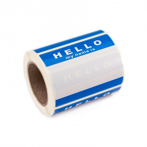 BLUE. HELLO MY NAME IS' STICKER ROLL X 250 STICKERS | ZAP GRAFFITI