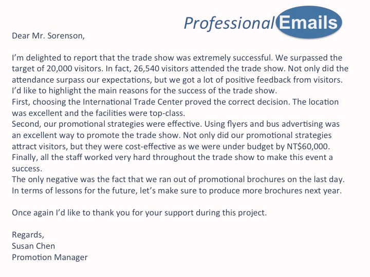 Business English Emails Report A Successful Project By Email Business English Emails Report A Successful Project By Email