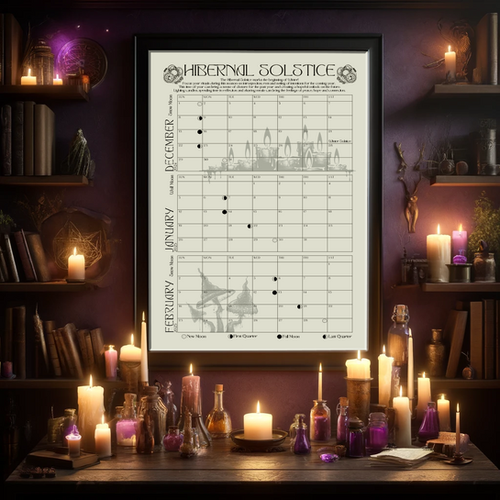 2025 Solstice & Equinox Lunar Calendar w/ Frame | Zade and Zephyr